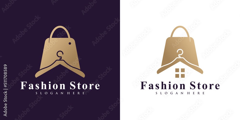 Fashion store logo design inspiration with hanger and creative concept ...