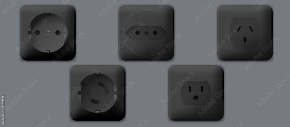 Power socket, switch and extension vector outlet for electric plugs and ...