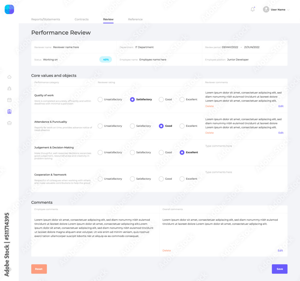 Manage employee UI design Template Stock Vector | Adobe Stock