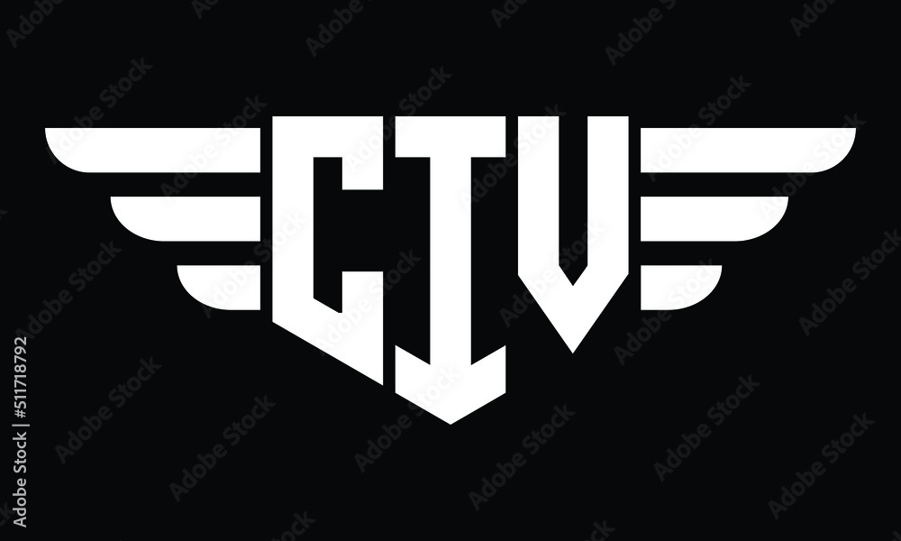 CIV three letter logo, creative wings shape logo design vector template ...