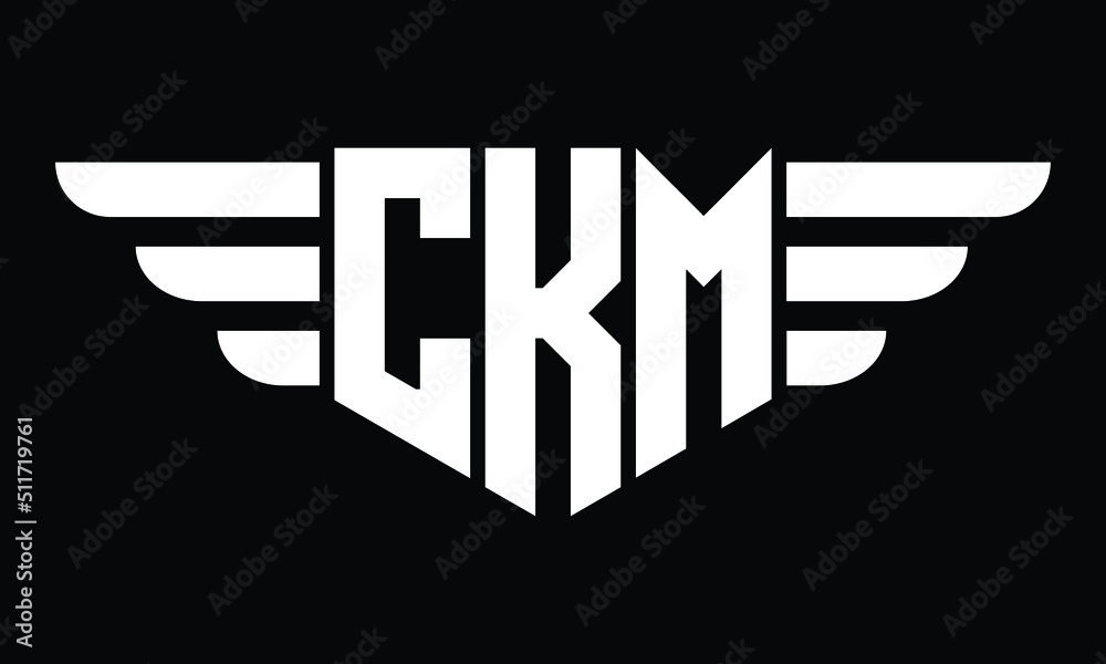 CKM three letter logo, creative wings shape logo design vector template ...