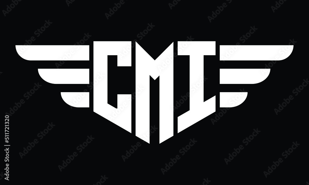 CMI three letter logo, creative wings shape logo design vector template ...