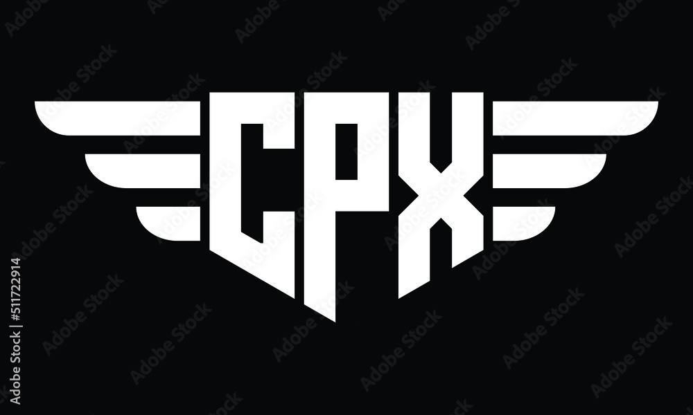 CPX three letter logo, creative wings shape logo design vector template ...
