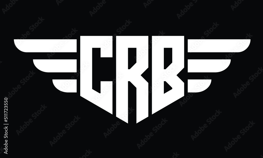 CRB three letter logo, creative wings shape logo design vector template ...