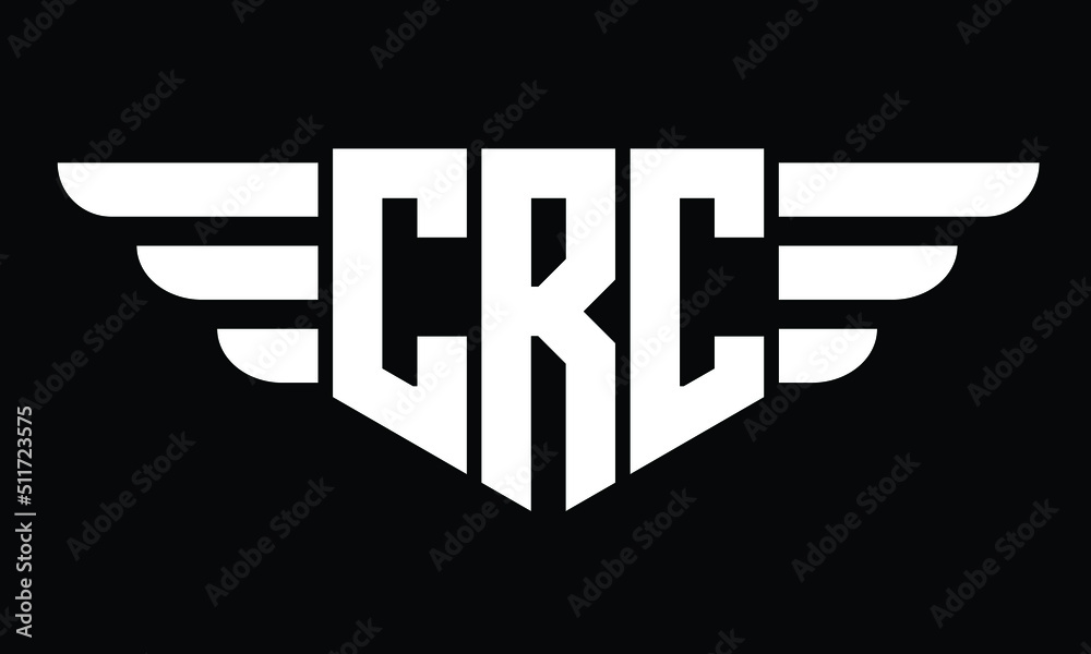 CRC three letter logo, creative wings shape logo design vector template ...