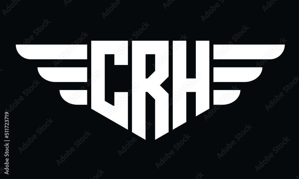 CRH three letter logo, creative wings shape logo design vector template ...