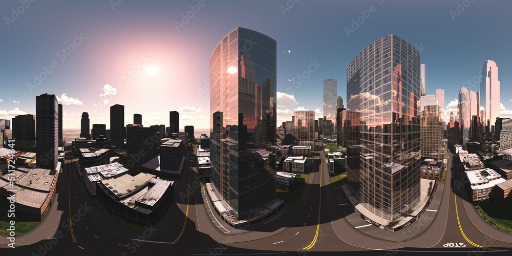 Panorama of the city. HDRI, environment map , Round panorama, spherical ...