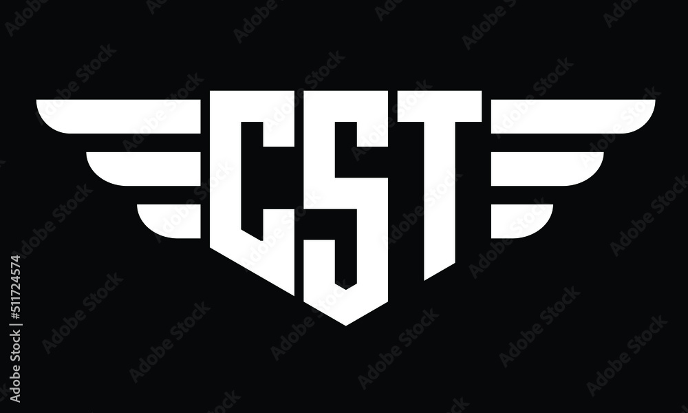 CST three letter logo, creative wings shape logo design vector template ...