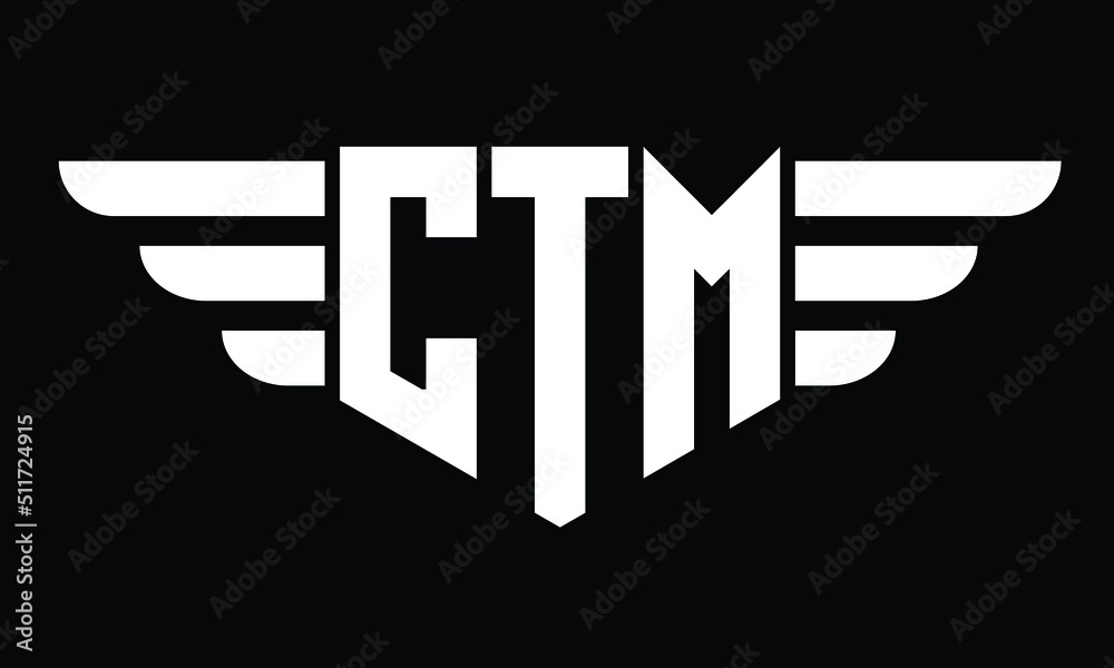 CTM three letter logo, creative wings shape logo design vector template ...