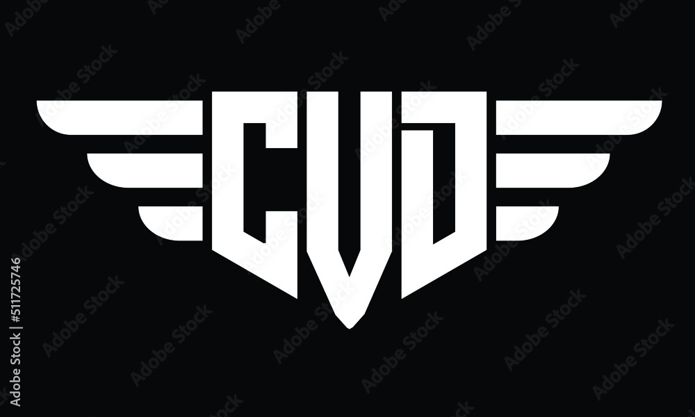CVD three letter logo, creative wings shape logo design vector template ...