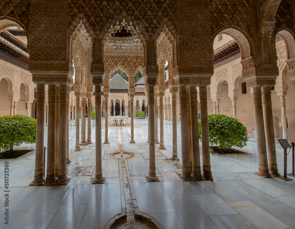 A walk on inside the magnificent Alhambra in Granada, Andalucia, Spain ...