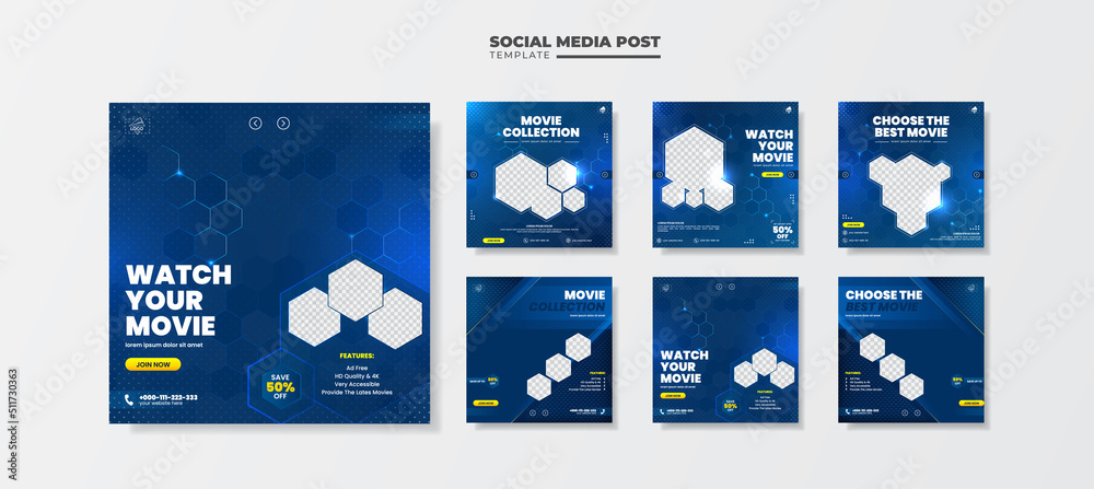 Movie collection template polygon style for social media post Stock ...
