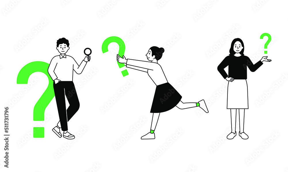 silhouettes of people in poses, question mark icon Stock Vector | Adobe ...