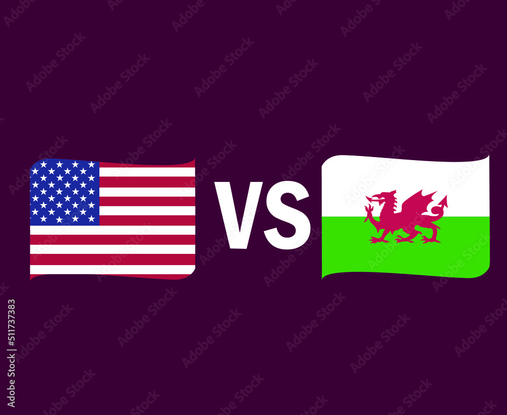 United States And Wales Flag Ribbon Symbol Design Europe And North ...