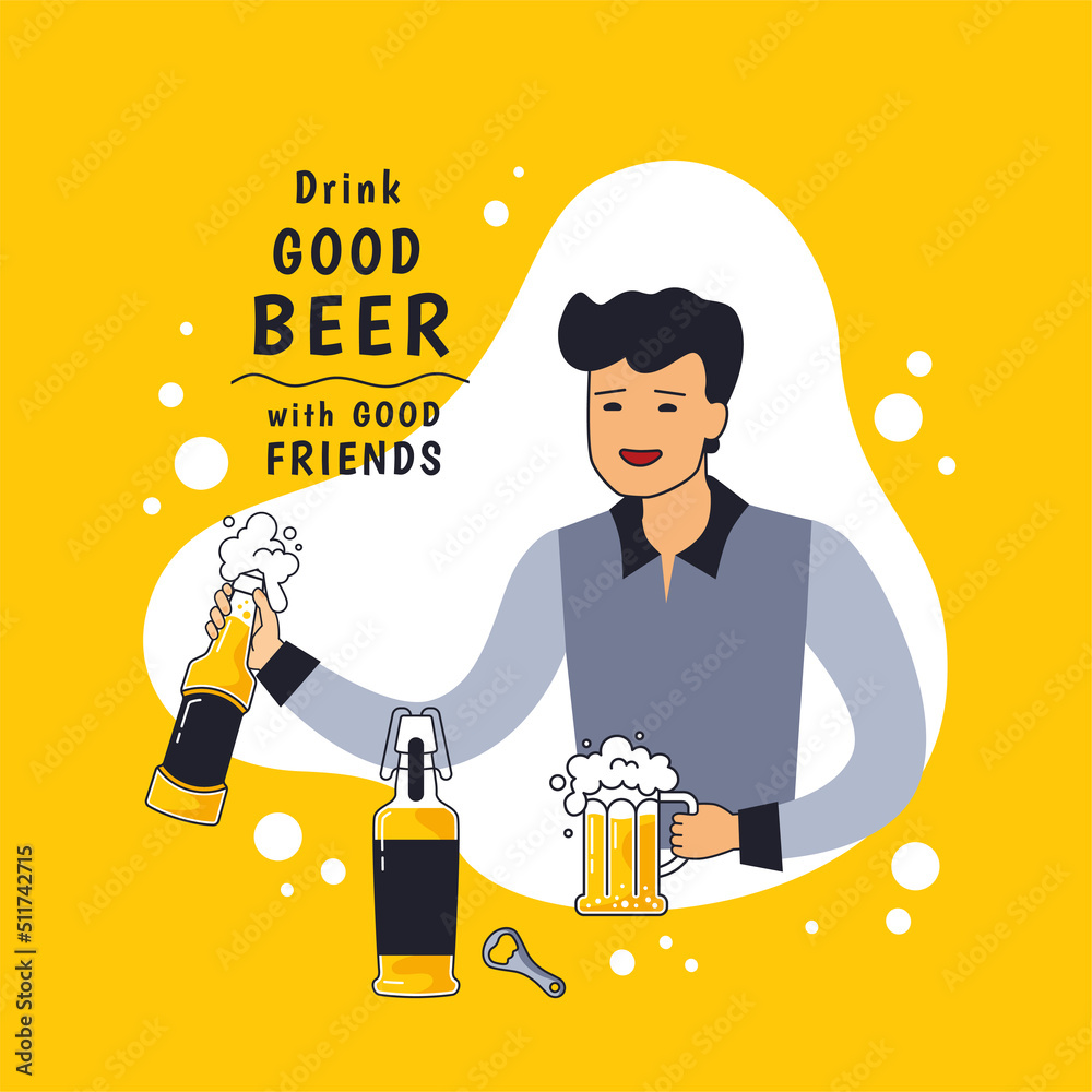 Man Drinking Beer Cartoon