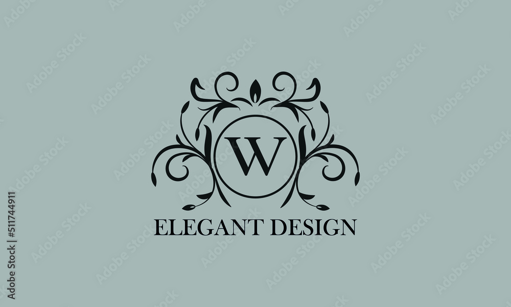 Vintage elegant logo with the letter W in the center. Calligraphic ...