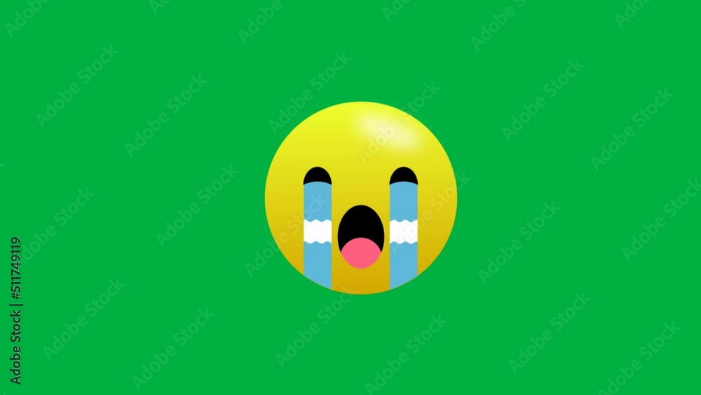 Seamless cry emoji animation isolated on green screen. Social media ...