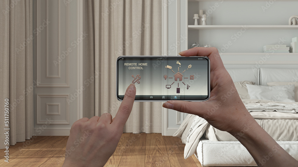 Smart remote home control system on a smart phone. Device with app ...