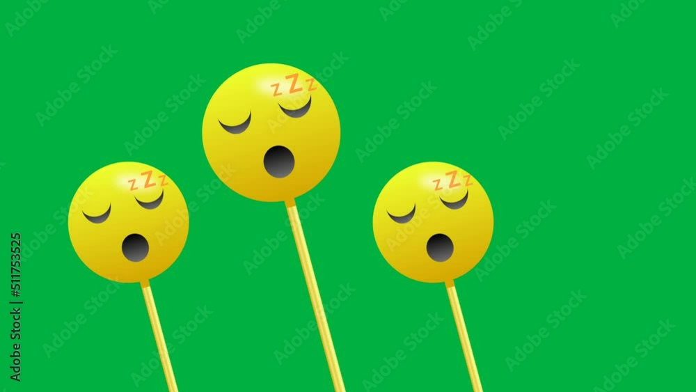 Sleeping emoji in swinging motion animation isolated on green screen ...