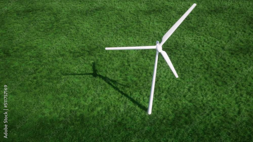 Vidéo Stock 3d Wind farm with green field in the background ...