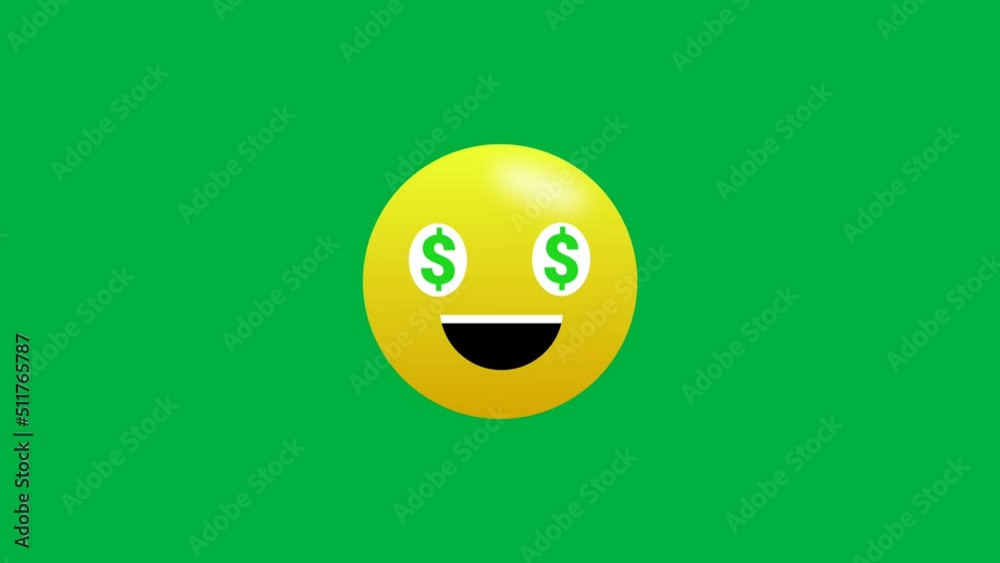 Happy emoji seamless loop animation isolated on green screen. Social ...