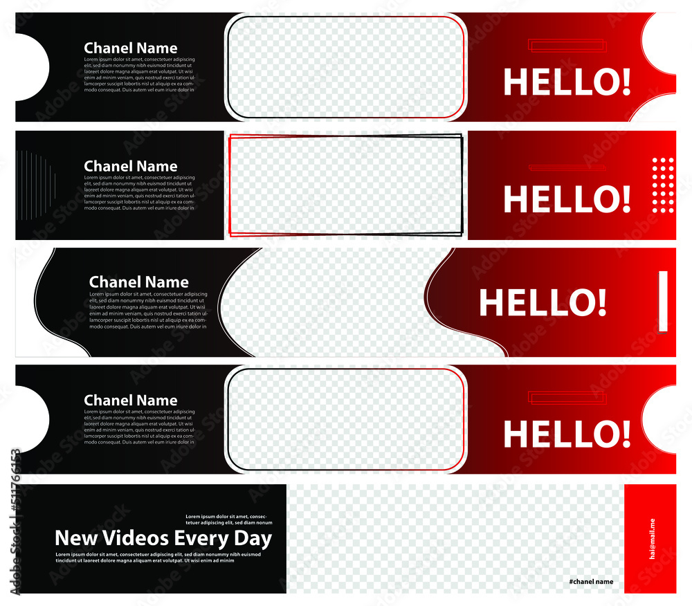 YouTube web banner. Youtube Channel Cover. Red Dynamic Video Platform ...