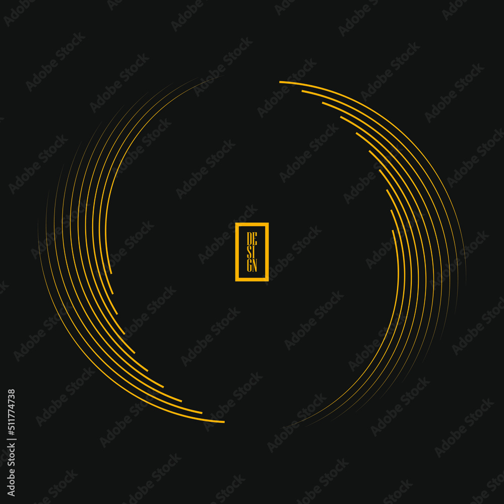 Yellow speed lines in rounded form. Vector illustration. Design element ...