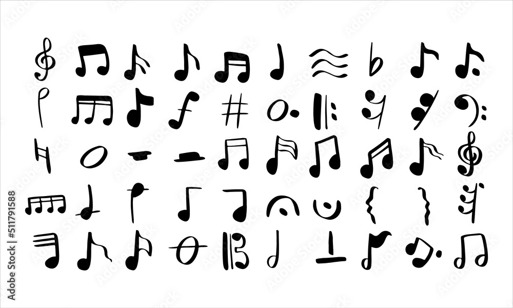 Musical note symbol icon shape. Octave, keys vector isolated collection ...