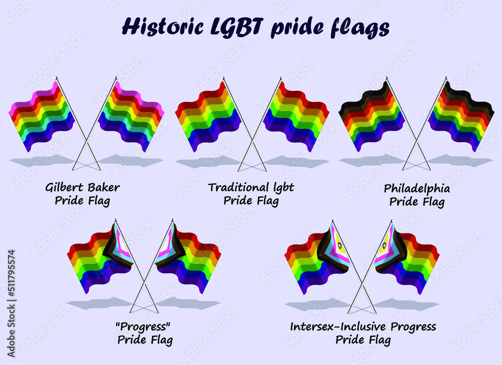Vector of LGBT historic pride flags most used by the community goes by ...
