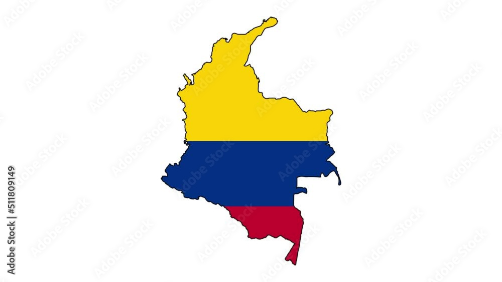Video „Colombia Map Outline Country Border on white background ...