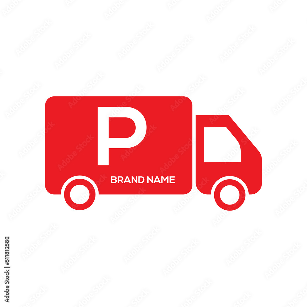 Letter P Express Delivery Logo Truck icon Freight, delivery symbol ...