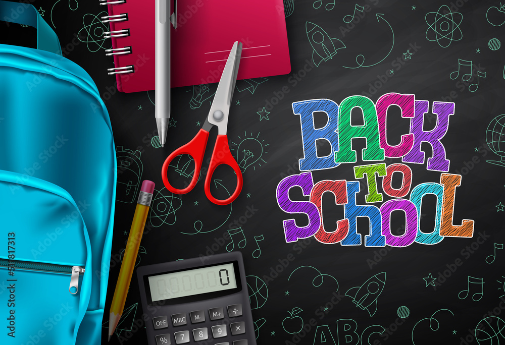 Back to school vector background. Back to school text in blackboard ...