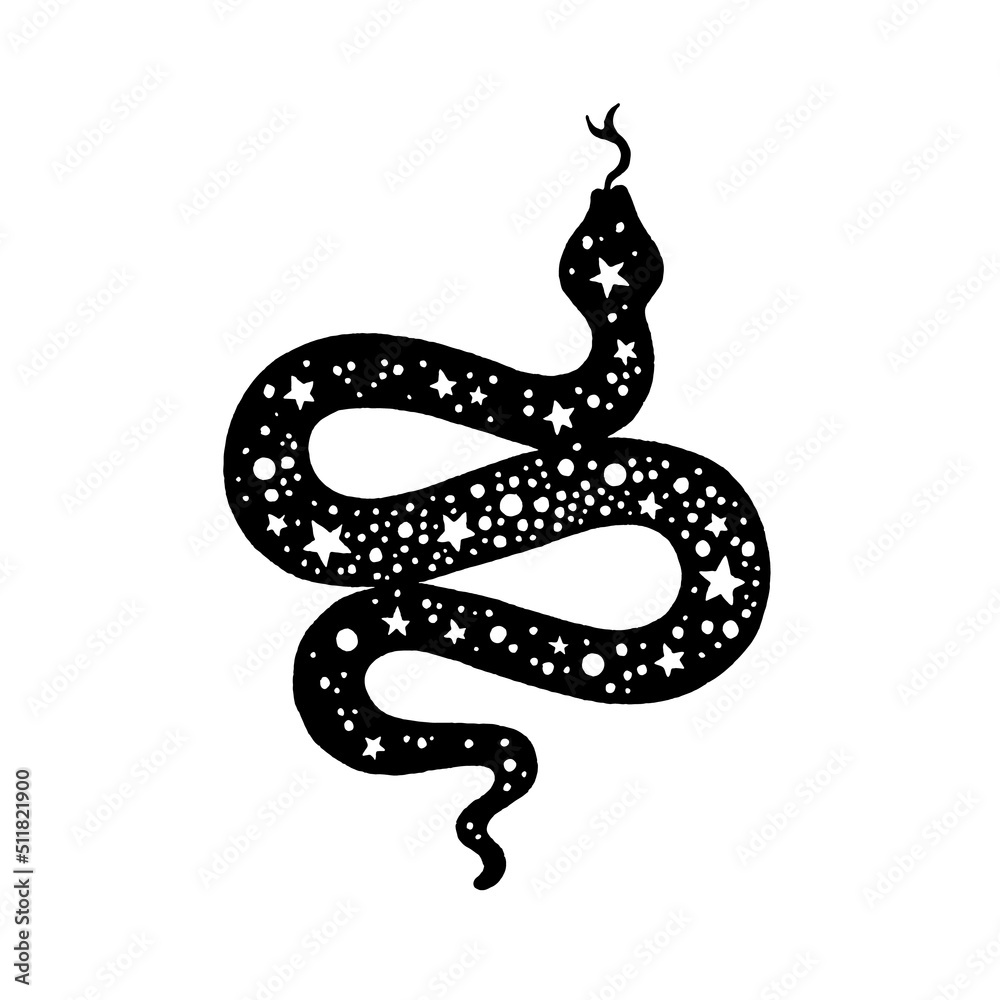 Snake vector. Mystic silhouette illustration. Magic snake icon logo ...