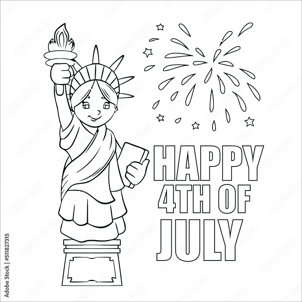 4th of July American Independence Day coloring page or American flag ...
