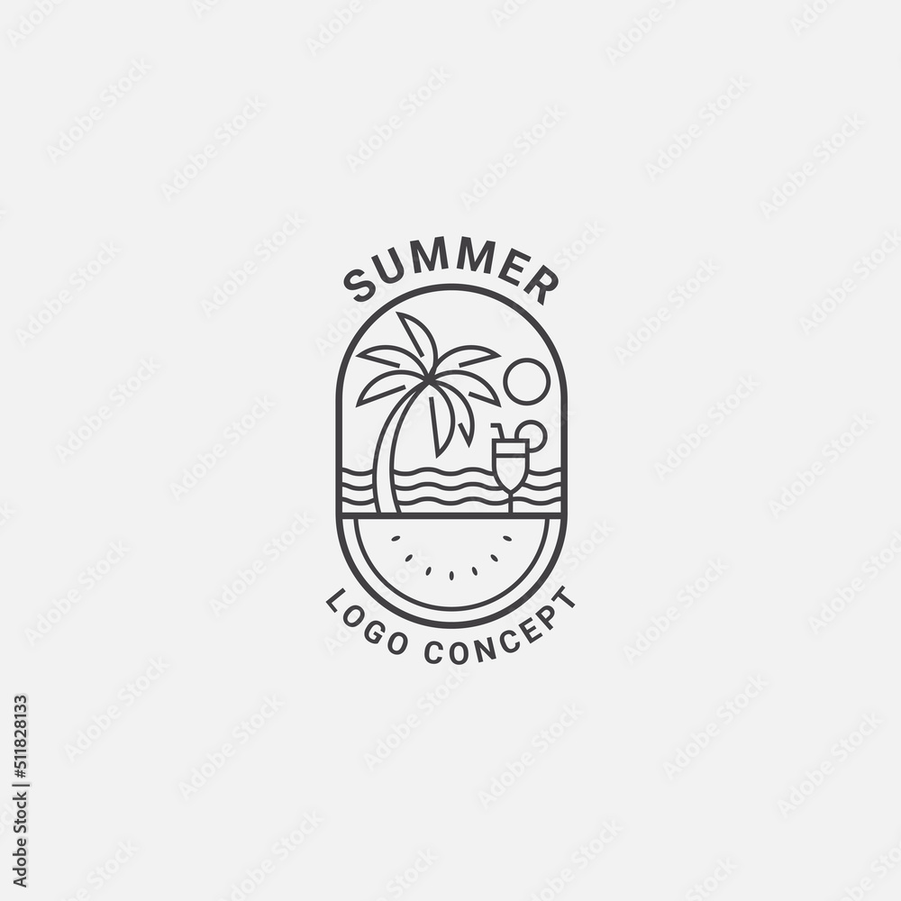 Logo Icon Summer concept in line art style Stock Vector | Adobe Stock