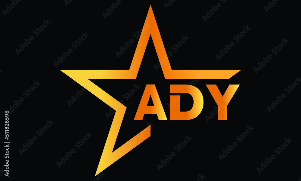 ADY golden luxury star icon three letter logo design vector template ...
