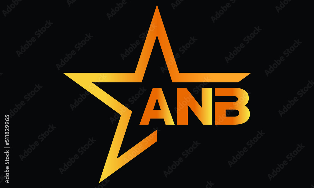 ANB golden luxury star icon three letter logo design vector template ...