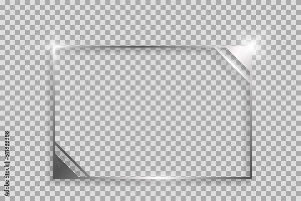 Silver rectangle frame with shadows and highlights isolated on a ...