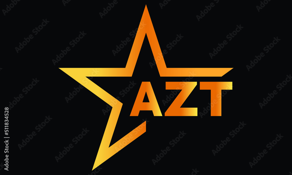 AZT golden luxury star icon three letter logo design vector template ...