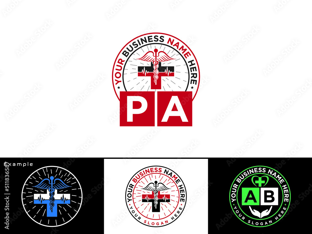 Colorful PA Logo Icon, Creative Pa ap Letter Logo Design For Clinical ...