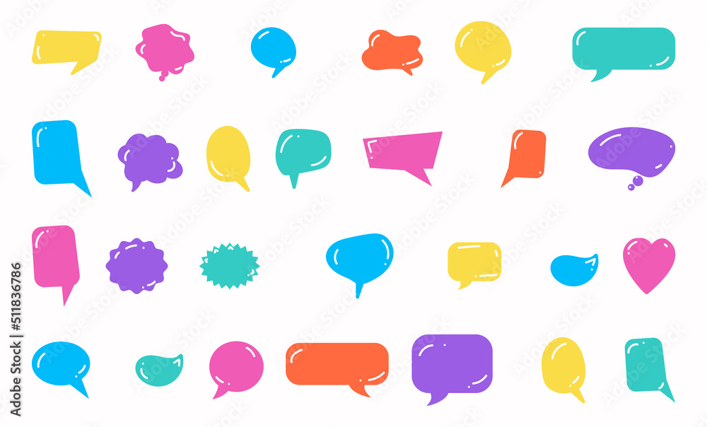 Hand drawn speech bubbles. Doodle dialogue bubble, thinking cloud with ...