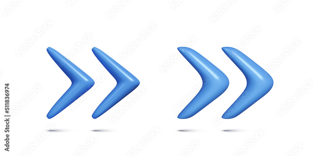 Double 3D arrow navigation button. Arrow icon for app or computer ...