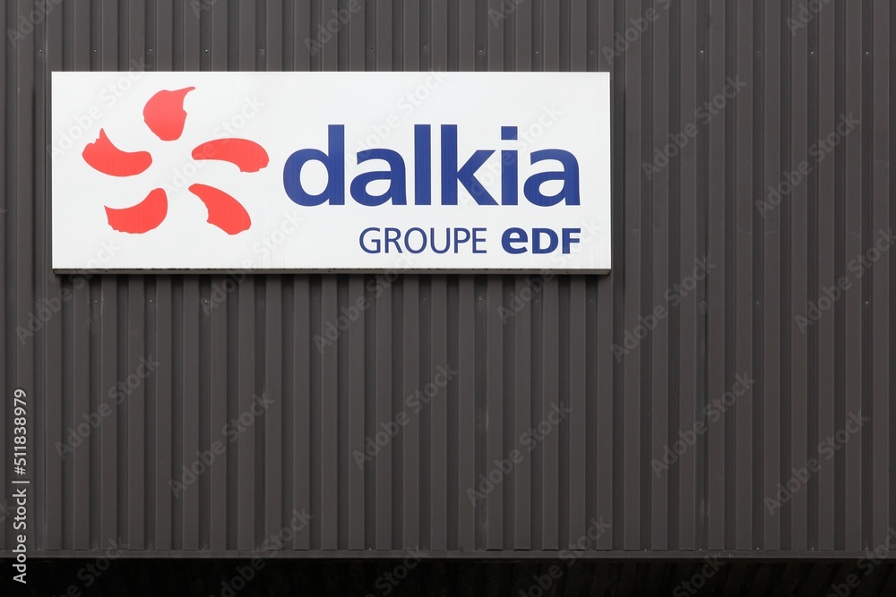 Lyon, France - December 9, 2021: Dalkia logo on a wall. Dalkia is an ...