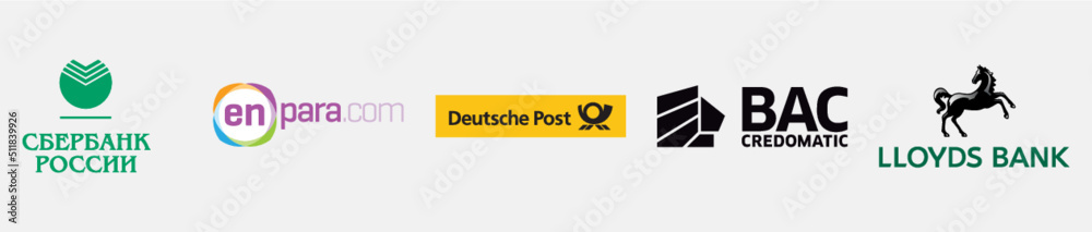 BAC Credomatic logo, Sberbank logo, Deutsche Post logo, Lloyds Bank ...