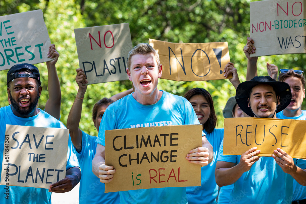 Diversity group of volunteer activist demonstrating in protest for ...