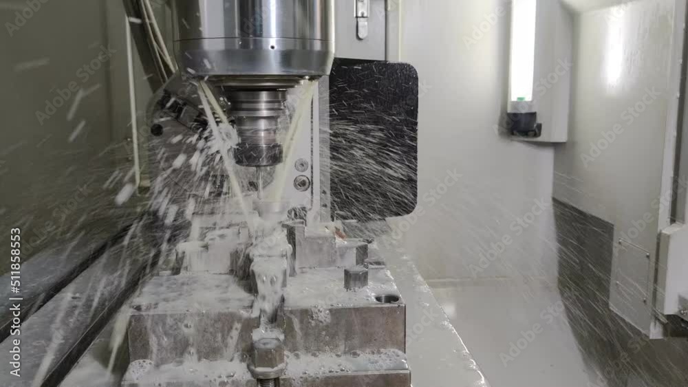 modern cnc 4-axis wet milling process with automatic tool change and ...