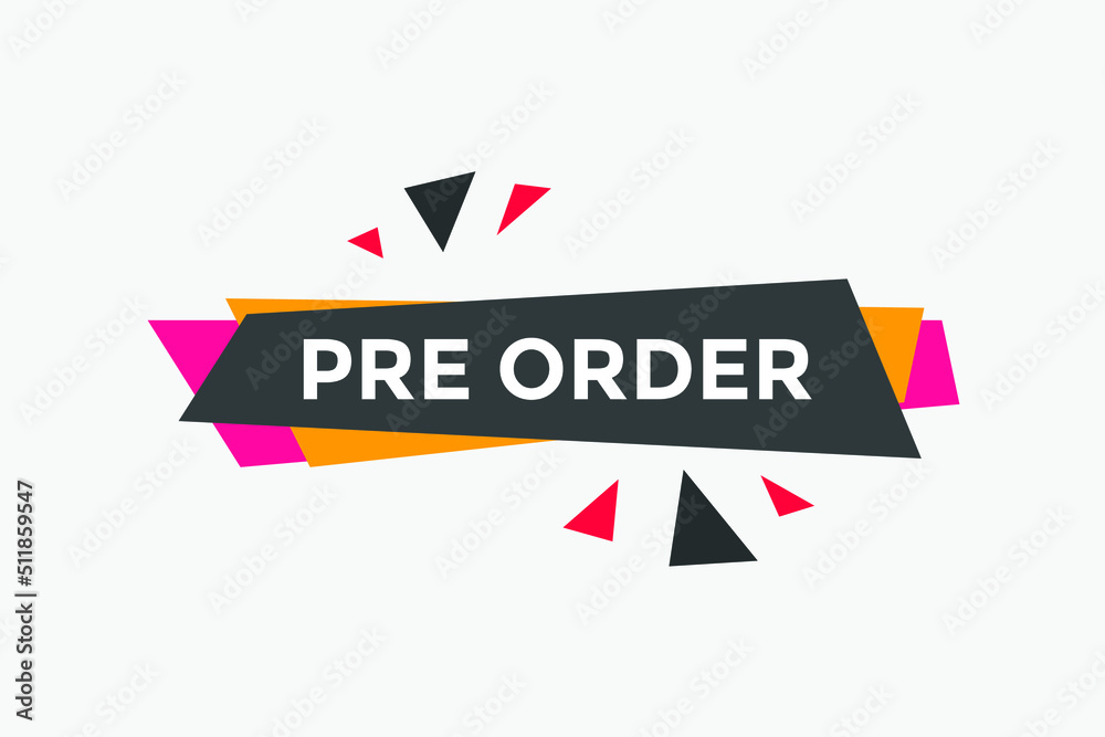 Pre Order text button. Web button banner template Pre Order Stock ...
