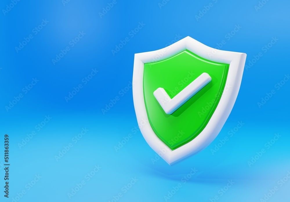 3D shield with checkmark icon. 3D guard security illustration. Stock ...
