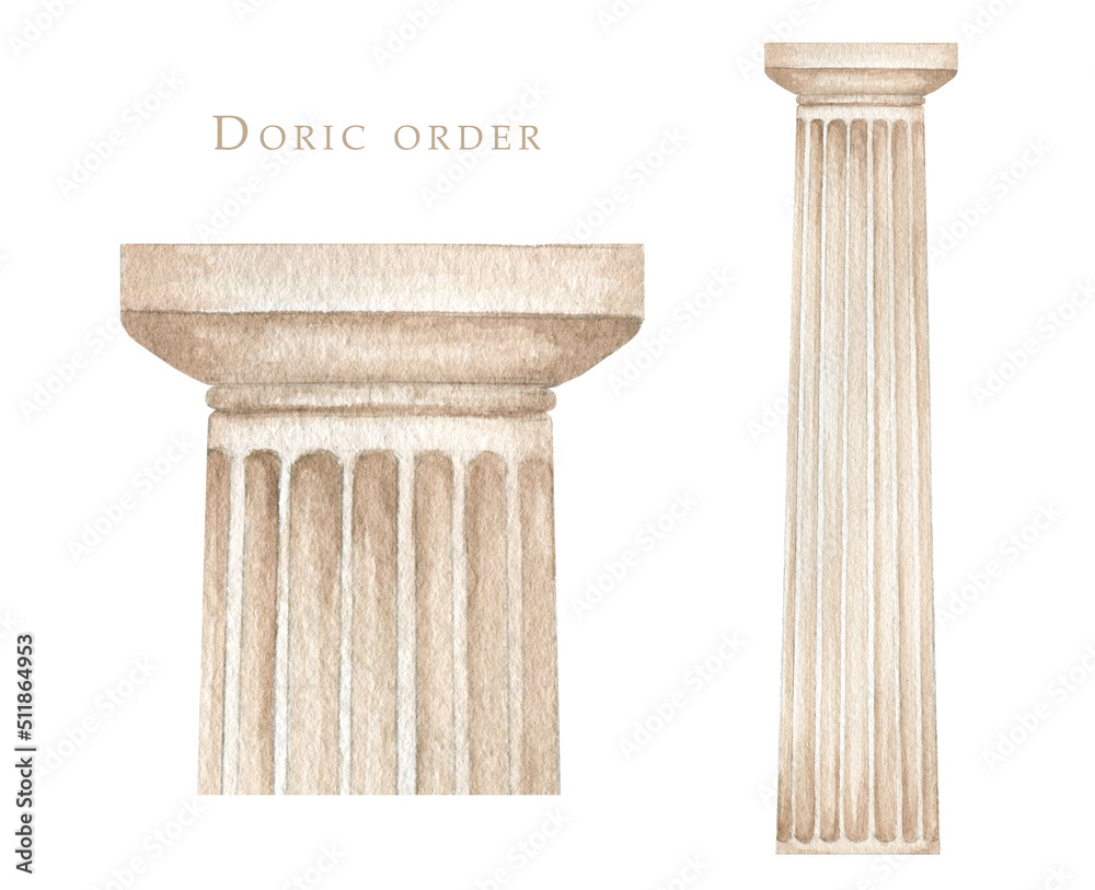 Watercolor antique doric column, Ancient Classic Greek Doric order ... Watercolor antique doric column, Ancient Classic Greek Doric order ...