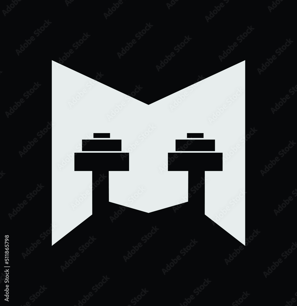 Letter M Logo With barbell. Fitness Gym logo. fitness vector logo ...
